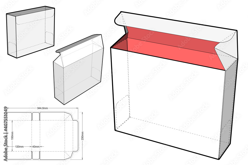 Folding Box (Internal measurement 15x12x4 cm) and Die-cut Pattern. EPS ...