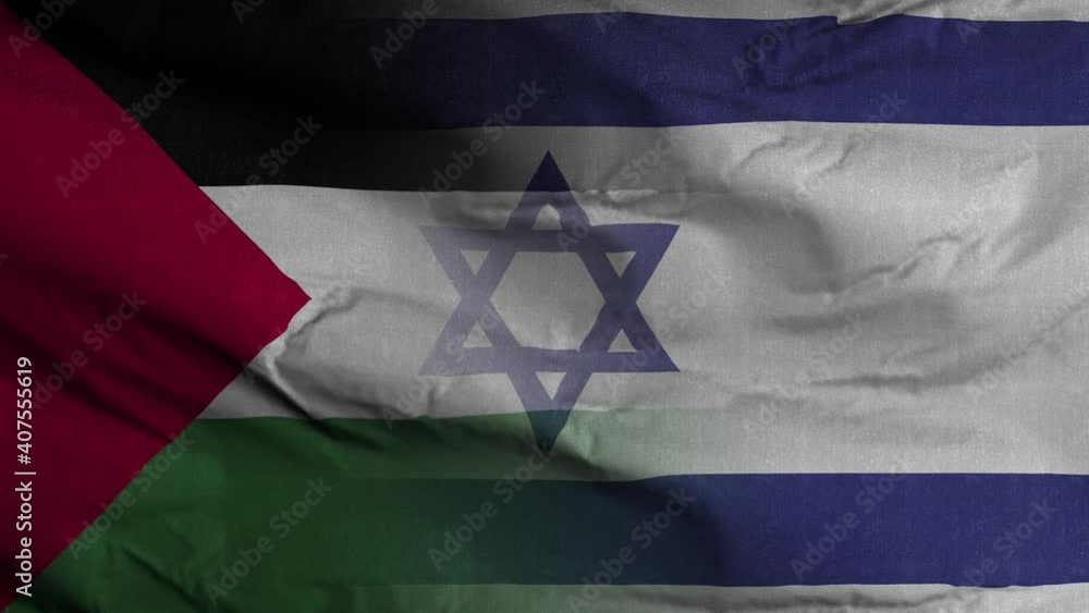 Israel Palestine Flag Mix Textured Waving Background 4K Stock Video ...