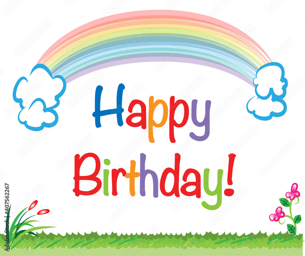 vector cartoon happy birthday card Stock Illustration | Adobe Stock