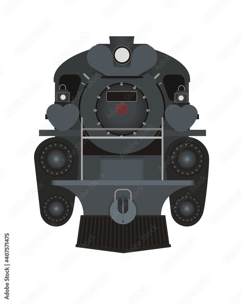 steam locomotive front side illustration Stock Vector | Adobe Stock