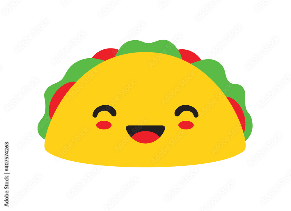 Vector illustration of a cute smiling taco cartoon with happy faces ...