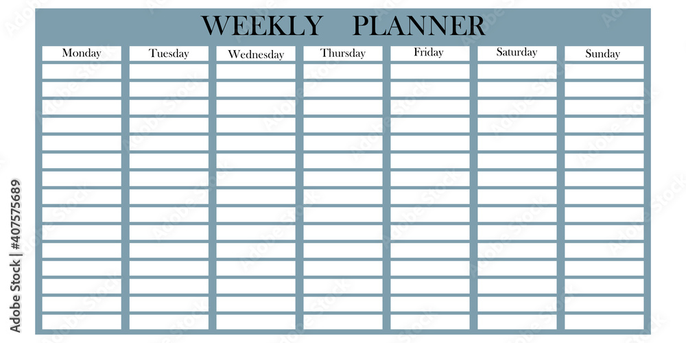 Calendar planner week. Table schedule grid. Vector background. Business ...