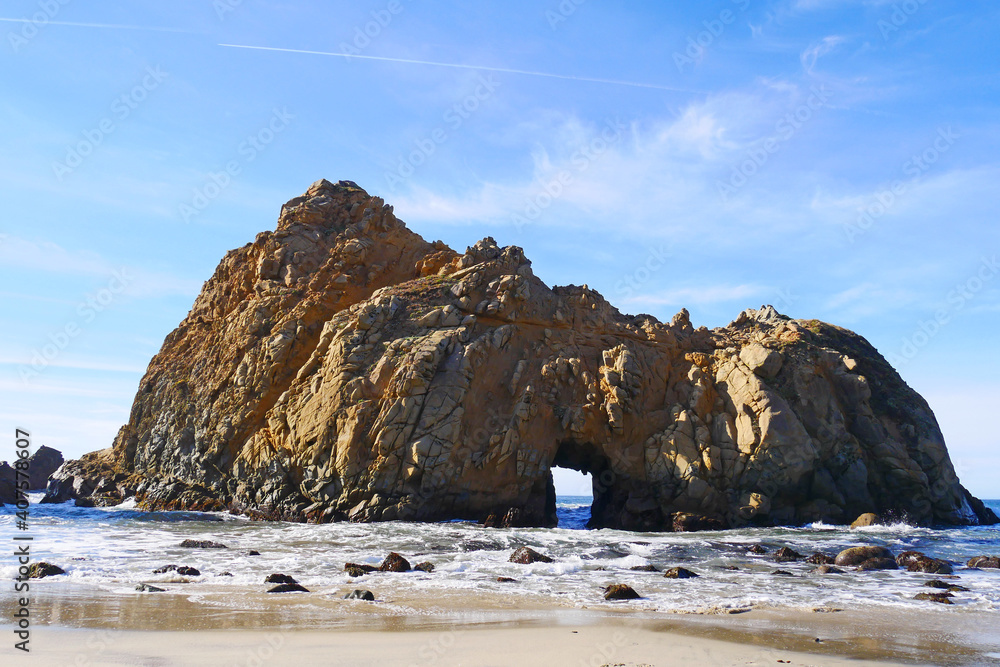 Pfeiffer beach, Big Sur, Highway 1, CA USA, Rock formation the landmark ...