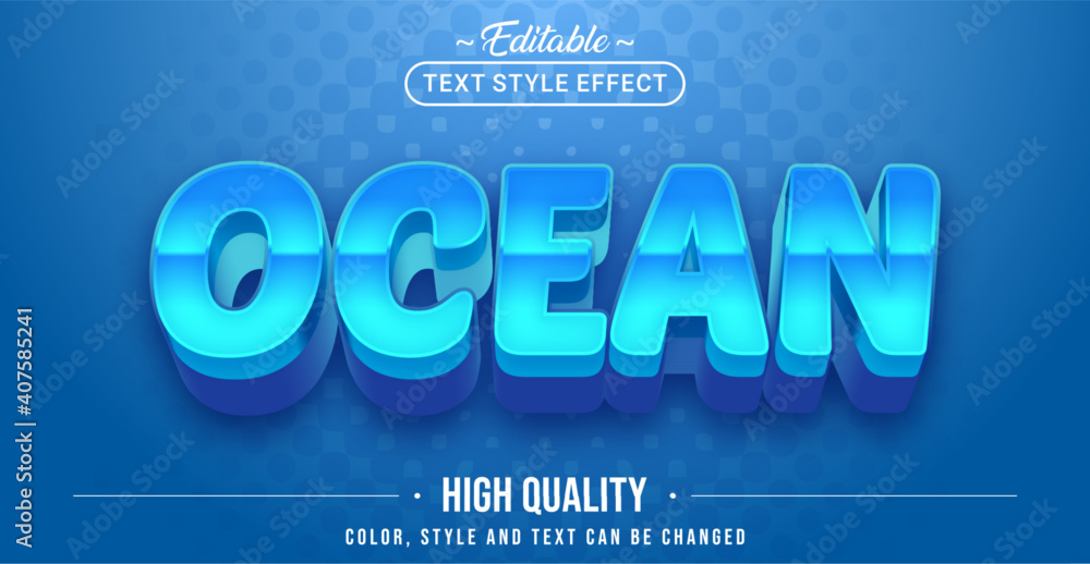Editable text style effect - Ocean text style theme. Stock Vector ...