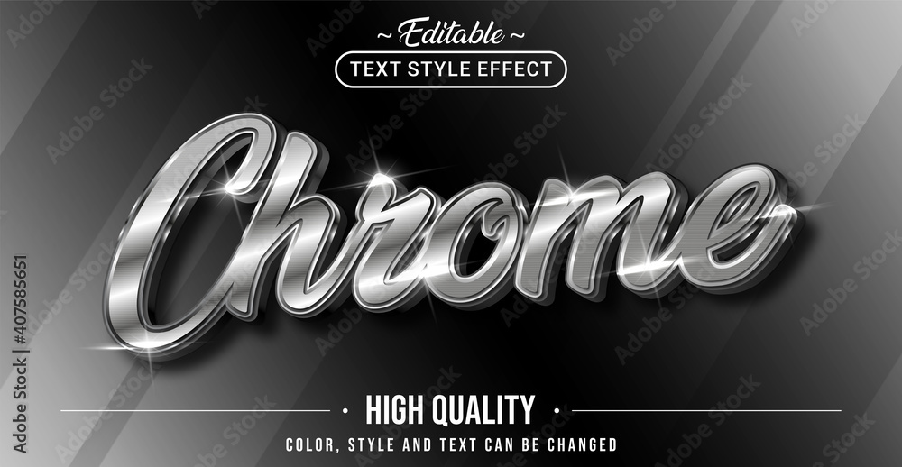 Editable text style effect - Chrome text style theme. Stock Vector ...