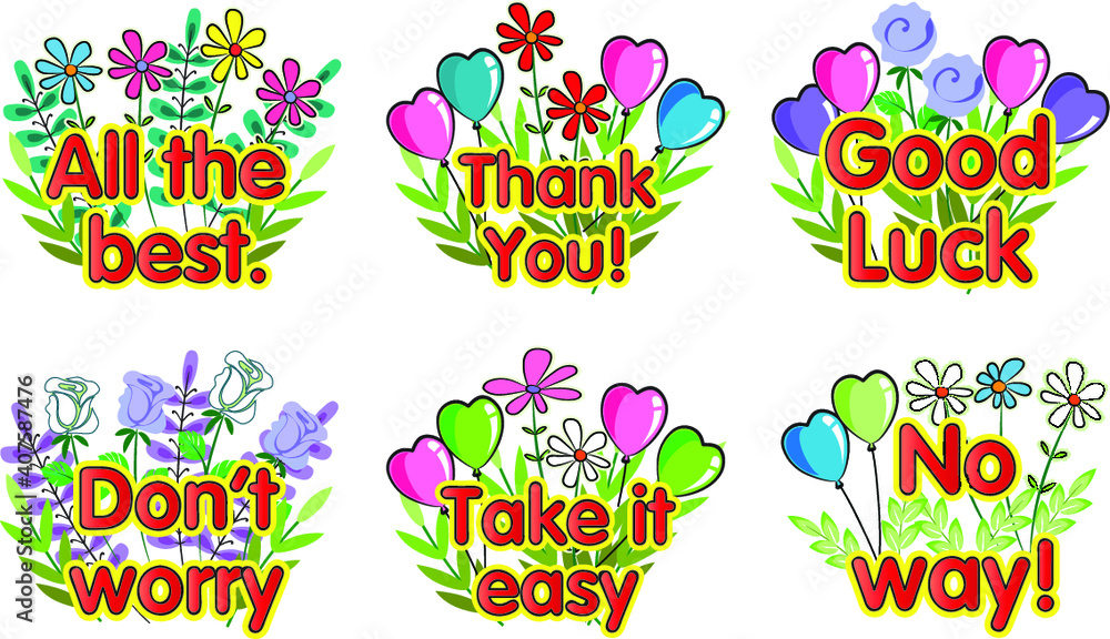 vector cartoon greeting card emoji set Stock Vector | Adobe Stock