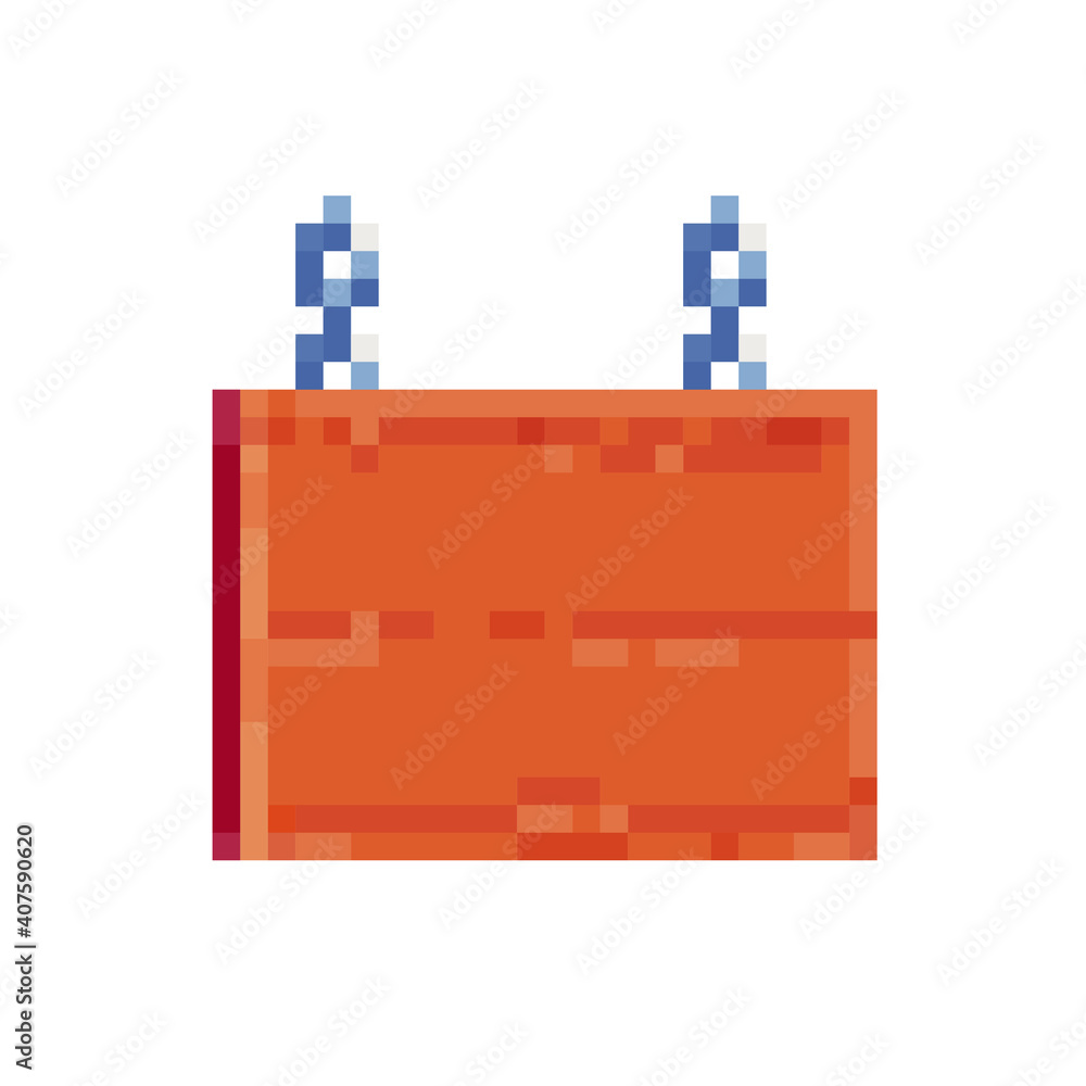 Wooden signboard for pub, restaurant or a shop pixel art icon, isolated ...