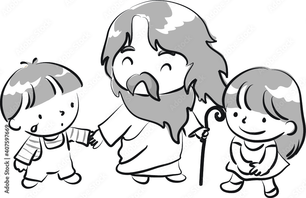 vector drawing cartoon Jesus Christ with love Stock Vector | Adobe Stock