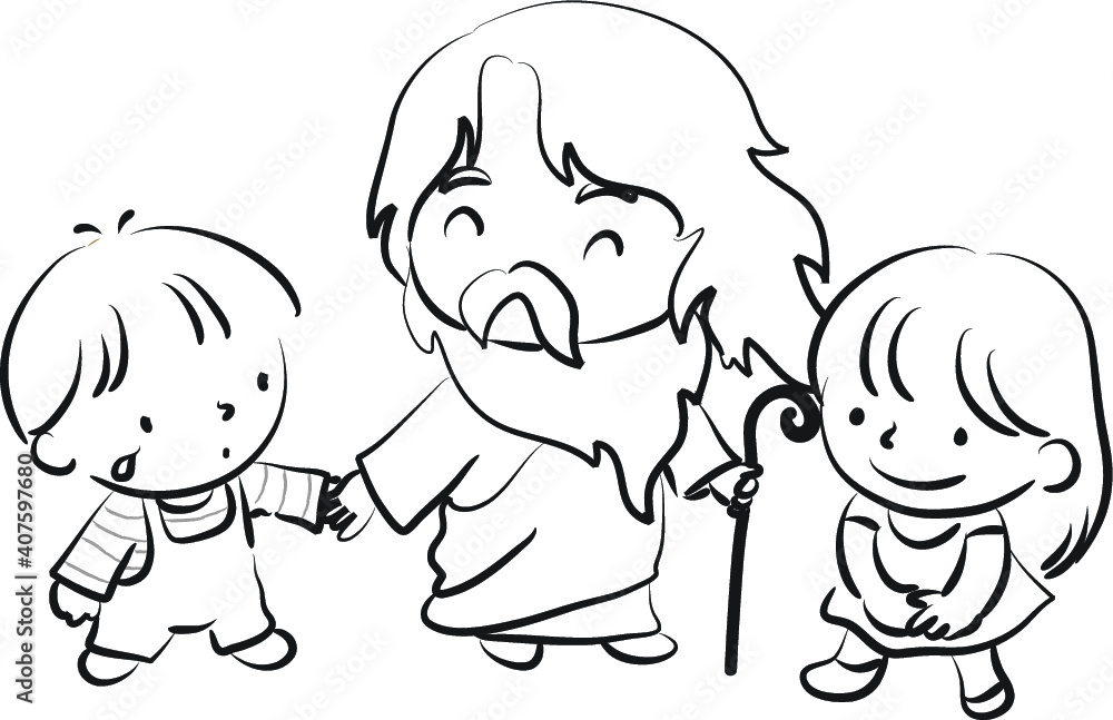 vector drawing cartoon Jesus Christ with love Stock Vector | Adobe Stock