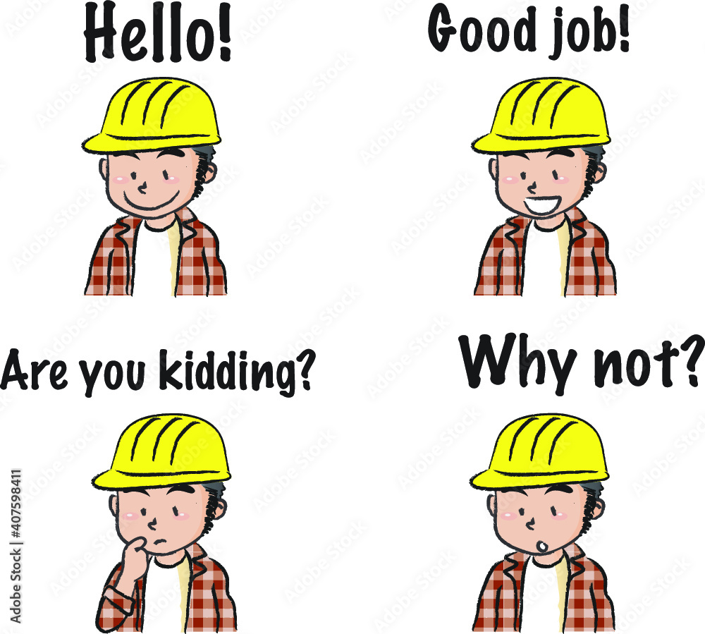 vector cartoon worker face emoji set Stock Vector | Adobe Stock