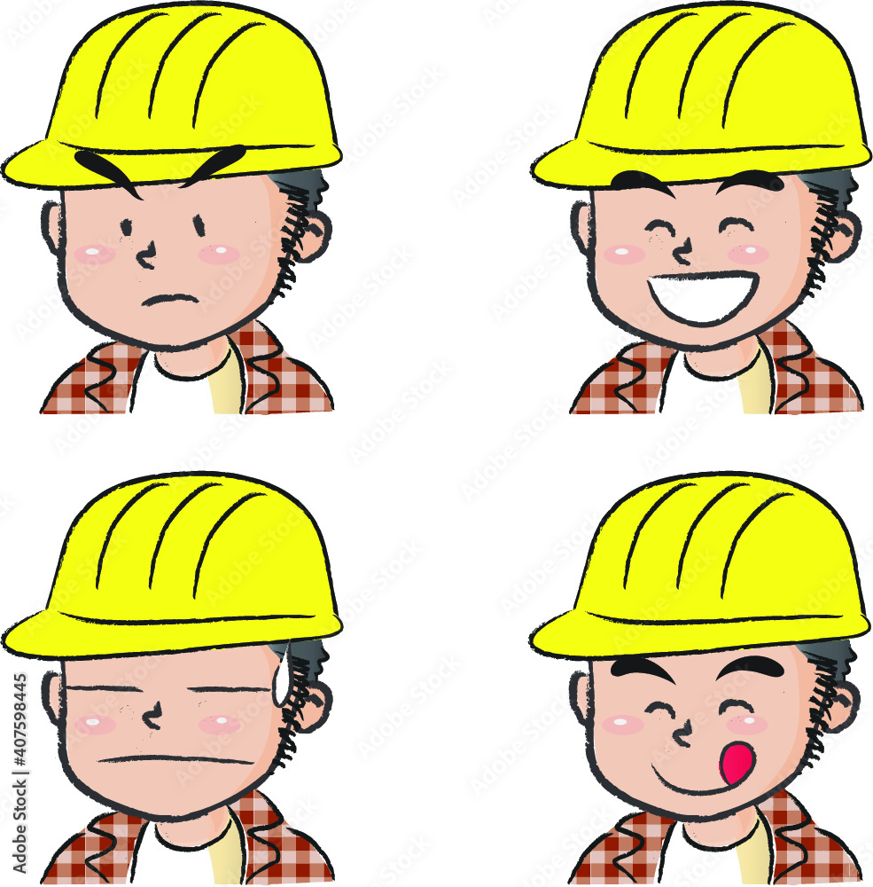 vector cartoon worker face emoji set Stock Vector | Adobe Stock