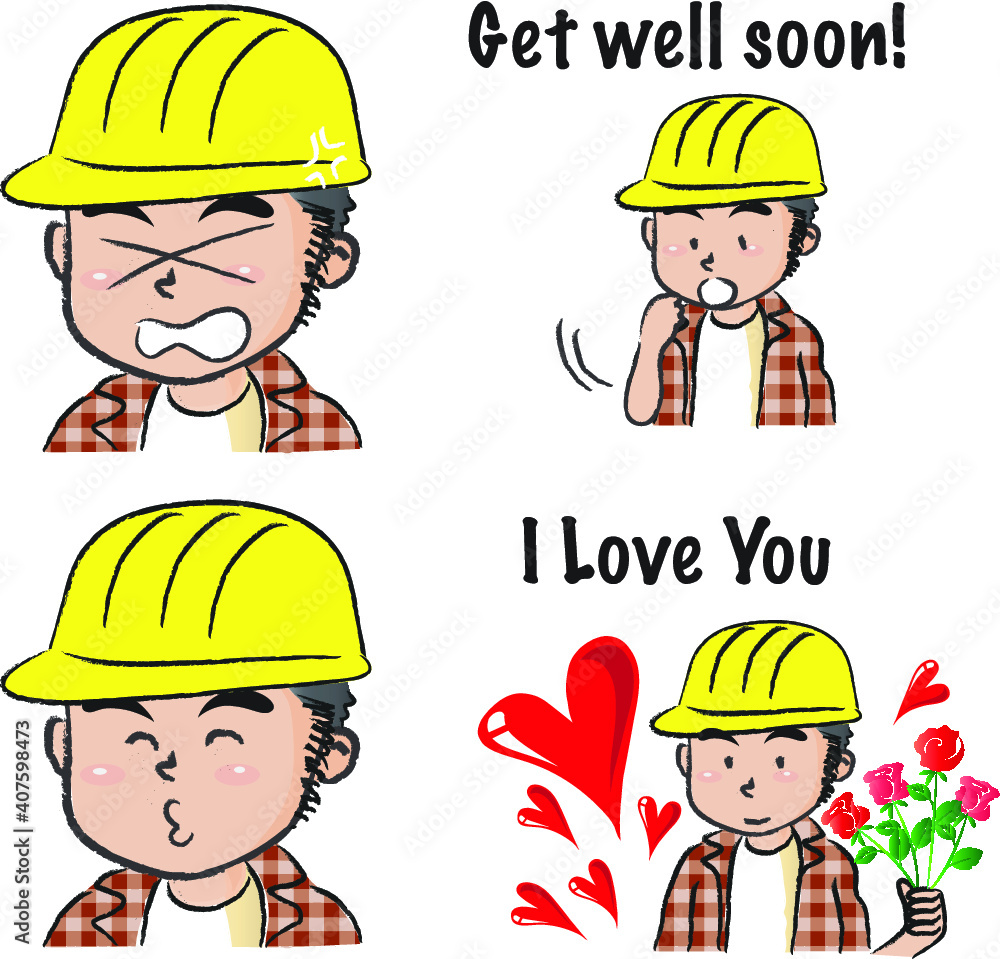 vector cartoon worker face emoji set Stock Vector | Adobe Stock
