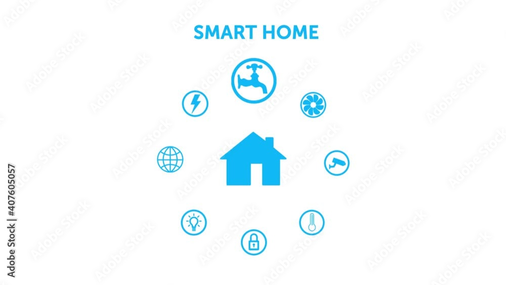 Concept of a smart home control panel, 2d animation. Home automation ...
