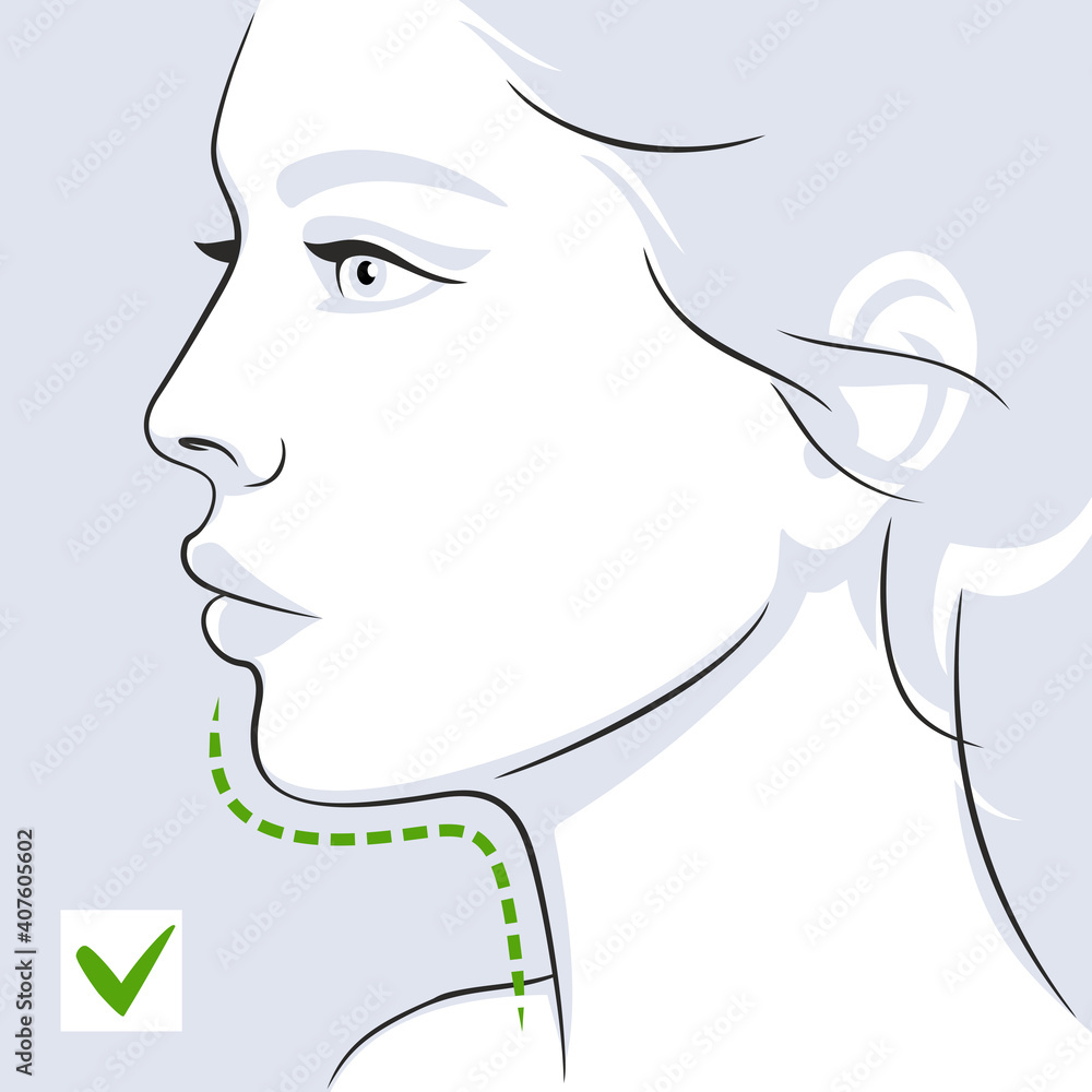 Photo & Art Print Woman profile double chin after. Woman face. Vector ...