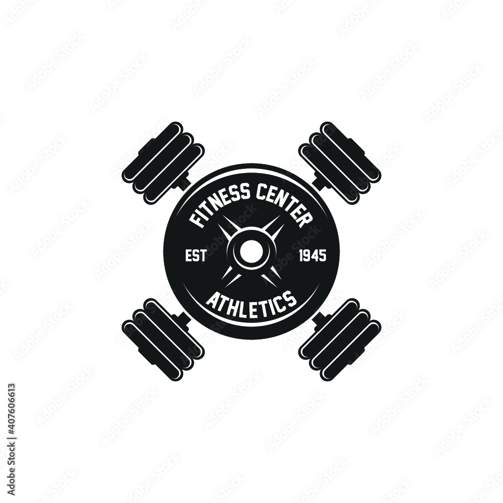 Gym logo in black and white. Fitness center logo. Stock Vector | Adobe ...