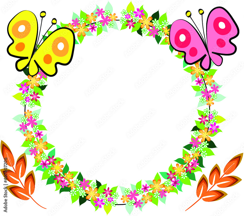 vector drawing heart shape flower border frame card background Stock ...