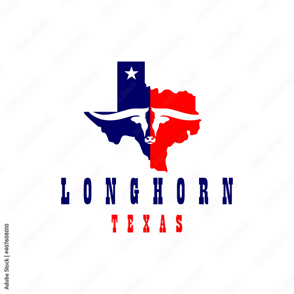 Texas Longhorn with Map, Country Western Bull Cattle Vintage Label Logo ...