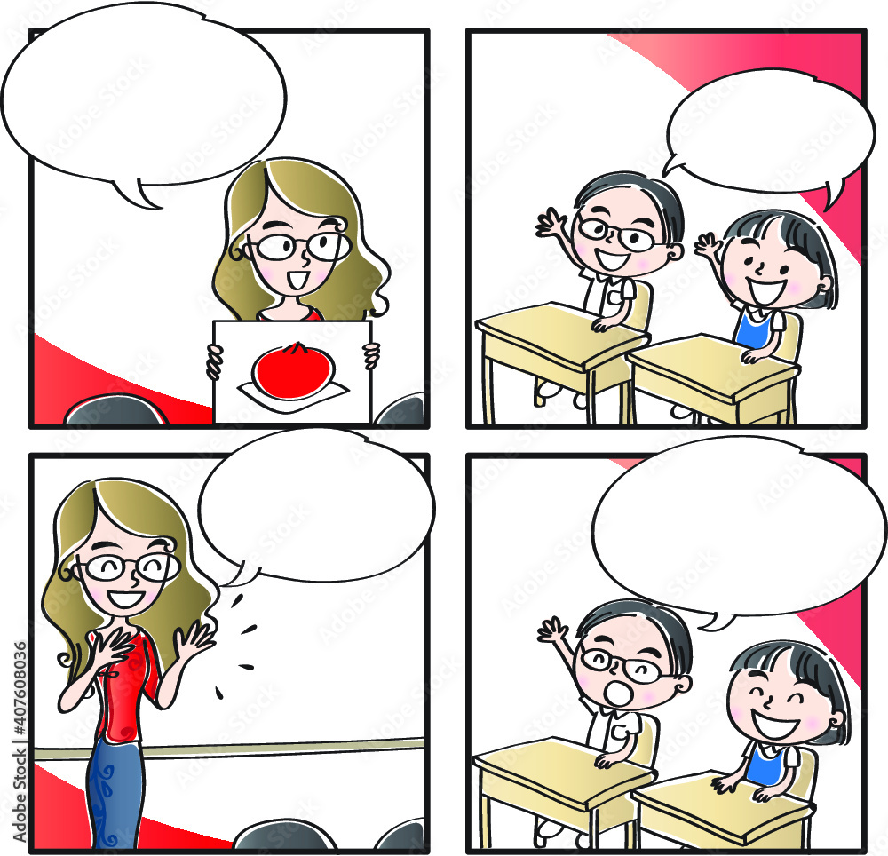 vector drawing school comic four square comic story set Stock Vector ...