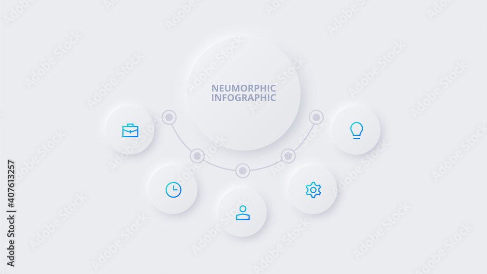 Neumorphic circle elements for infographic. Template for diagram, graph ...