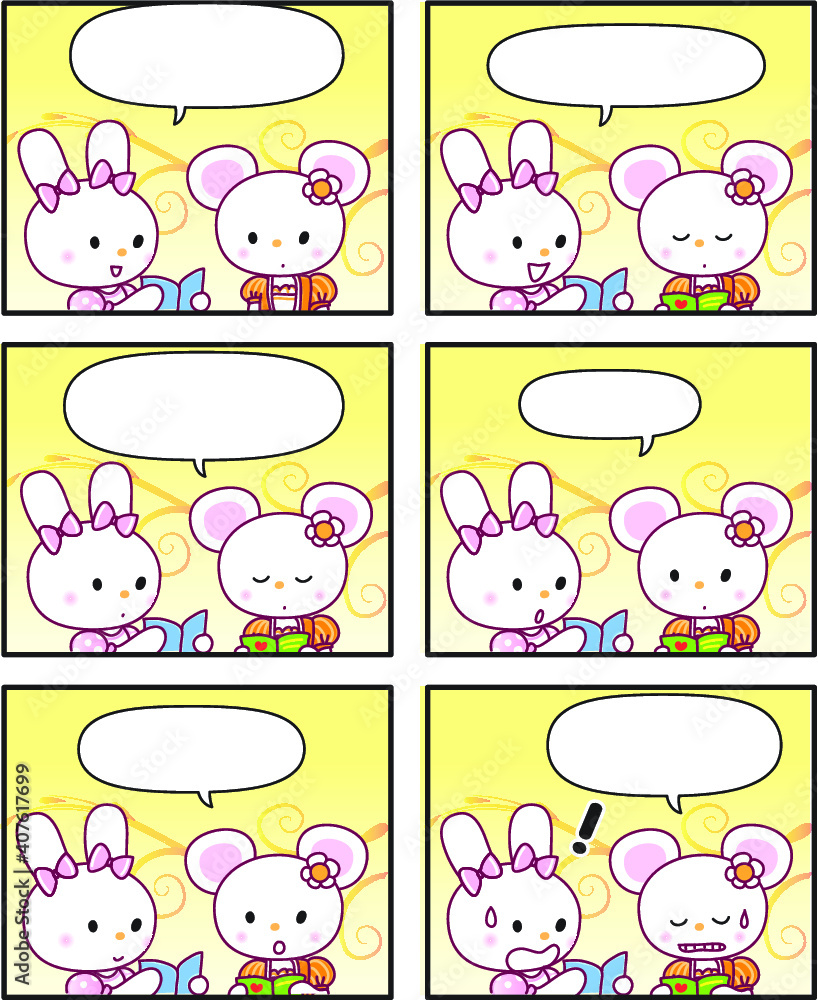 vector cartoon rabbit Fairy tale castle princess prince six-frame ...