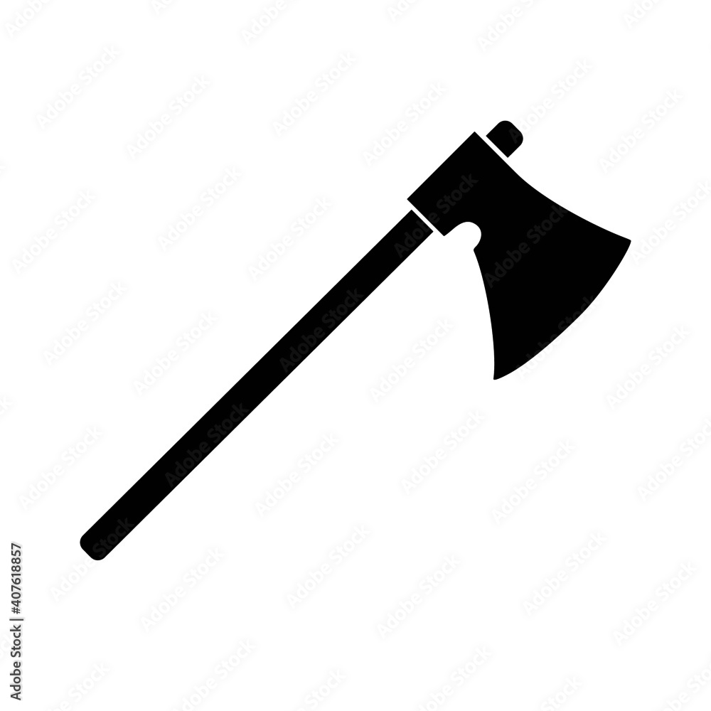 Vector illustration silhouette of a black axe (tomahawk) isolated on ...