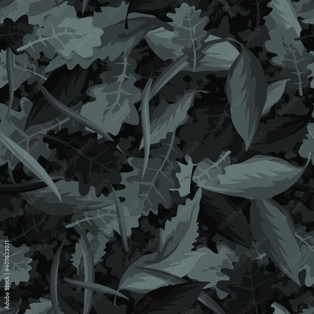 Camouflage of leaves seamless pattern. Abstract modern nature floral ...