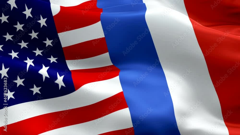 Vidéo Stock American and French flag waving video in wind footage Full ...