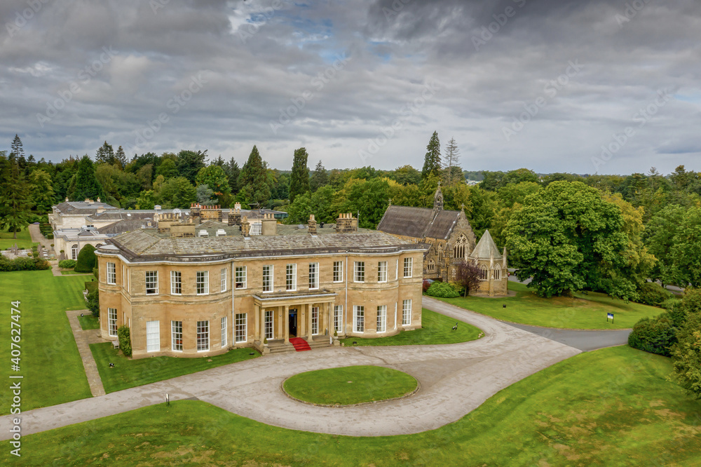 Rudding Park near harrogate in North Yorkshire. Aerial view of Rudding ...