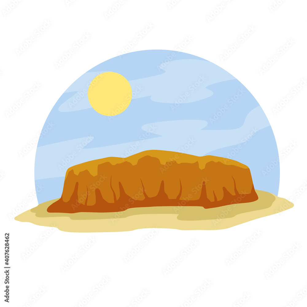 Uluru, Ayers Rock. Australian mountain. Brown rock. national landmark ...