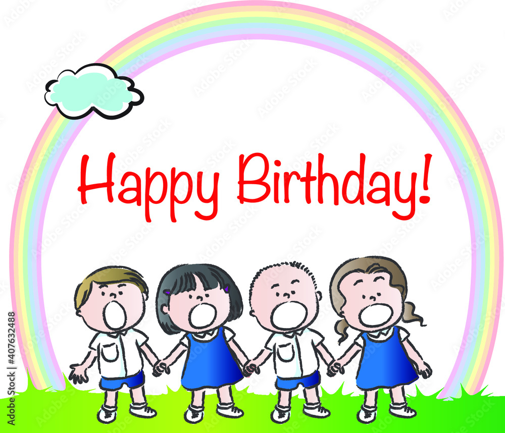 vector cartoon happy birthday card Stock Vector | Adobe Stock