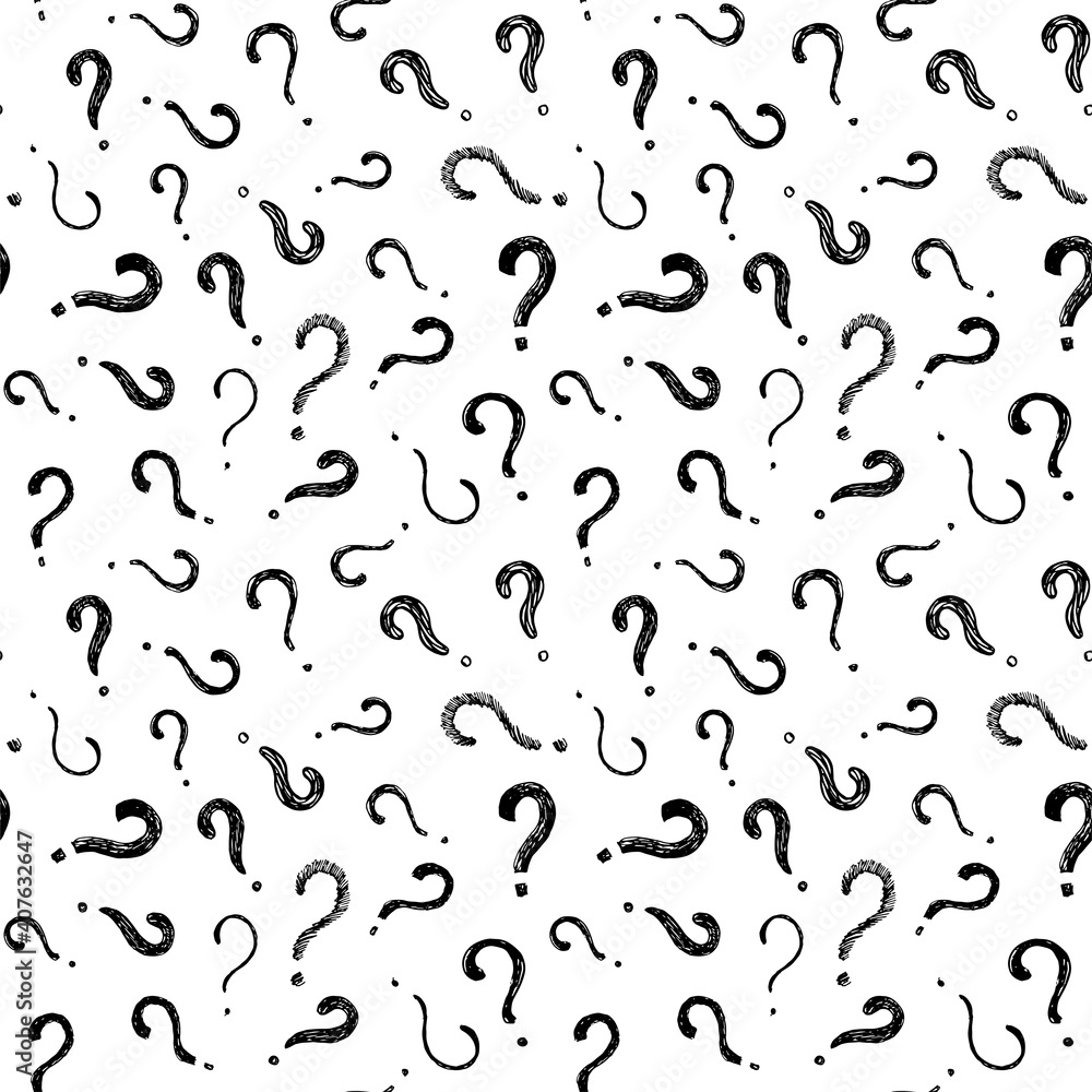 Seamless pattern from sketches of question marks. Stock Vector | Adobe ...