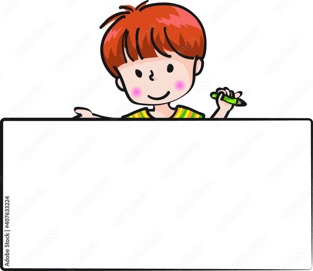 vector cartoon kids with border card background Stock Vector | Adobe Stock