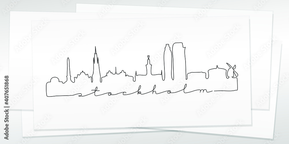 Stockholm, Sweden Doodle Skyline Hand Drawn. City One Line Art ...