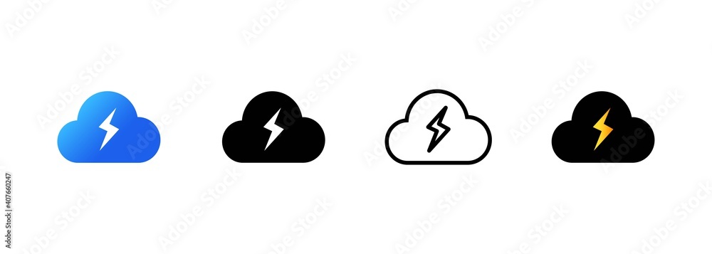Energy cloud icon. Cloud storage concept. Blue cloud icon in flat style ...
