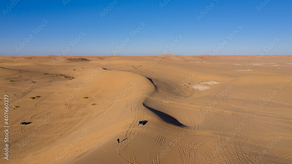 Aerial view of Libyan desert at the intersection of the Libyan ...