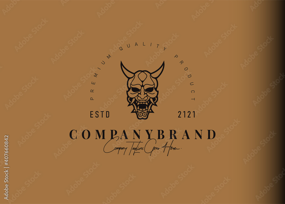 Oni mask logo design inspiration only. Vector illustration of ...