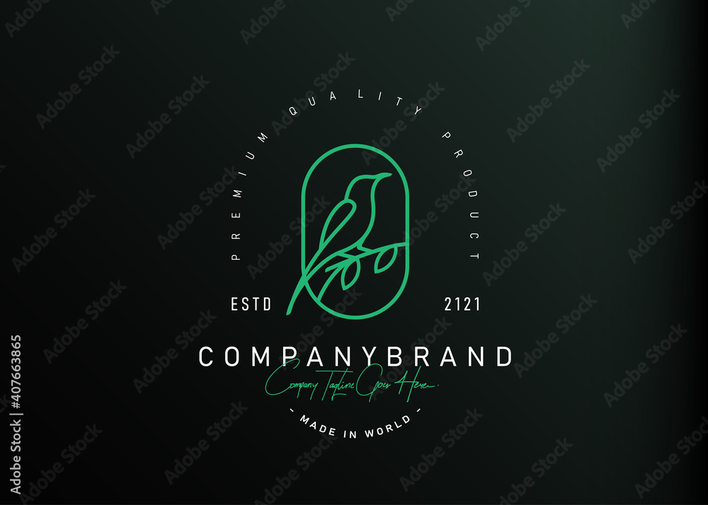 Bird logo design inspiration. Vector illustration of a bird perching on ...