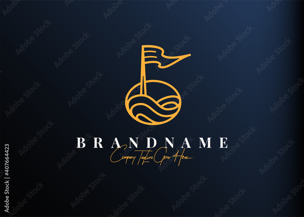 Golf hill logo design inspiration. Vector illustration of a golf flag ...