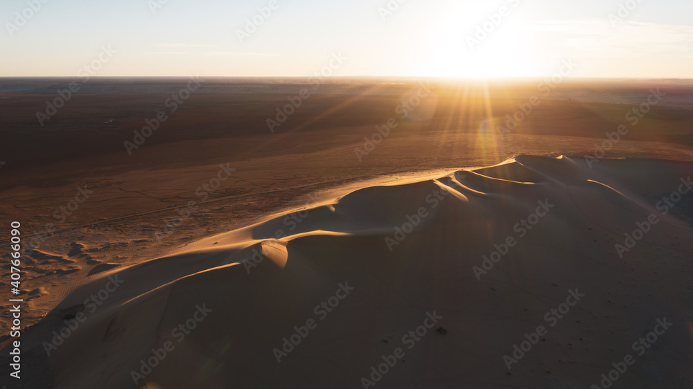 Aerial view of Libyan desert at the intersection of the Libyan ...