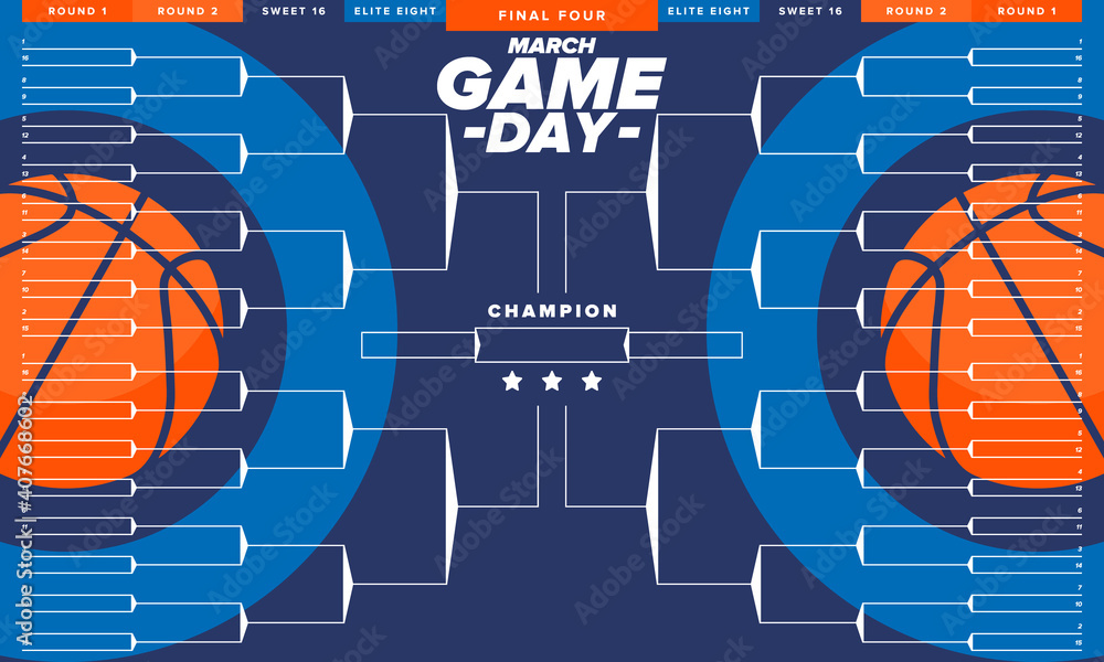 Game Day. Playoff grid, tournament bracket. March basketball playoff ...