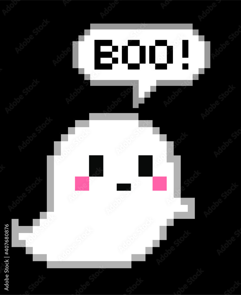 Cute Ghost pixel art Stock Vector | Adobe Stock