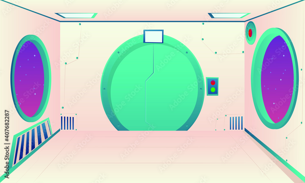 Spaceship interior with space. Background for cartoons and games ...