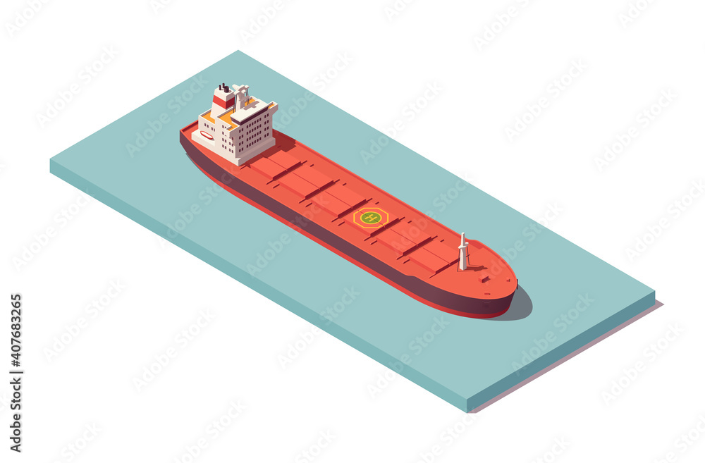 Isometric ore-bulk-oil carrier vessel. Low poly kamsarmax obo ship ...