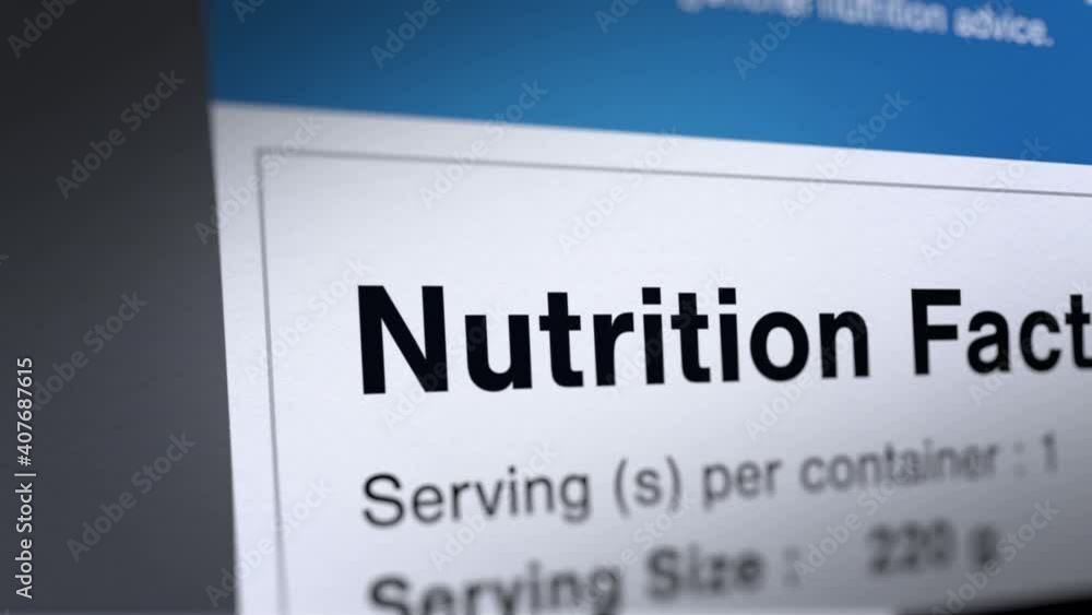 Animated Nutrition Facts Label. All data on the Footage are Fictional ...