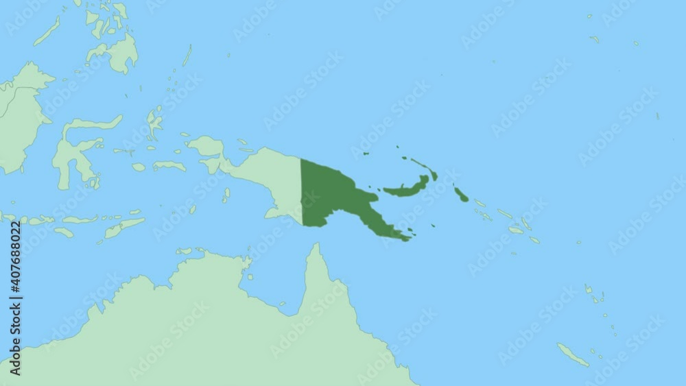 Map of Papua New Guinea with pin of country capital. Papua New Guinea ...