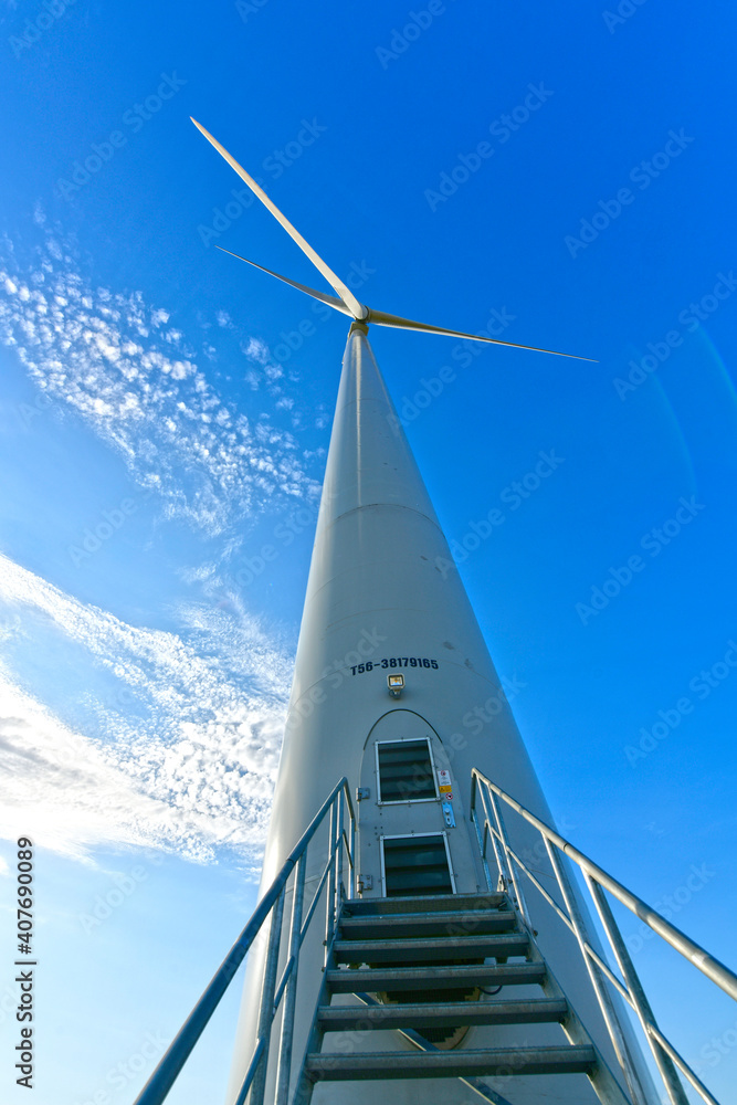 Wind power plants on the shores of the sea of azov city of primorsk ...