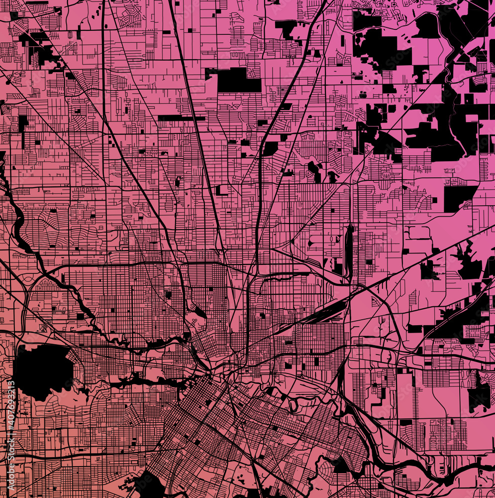 Houston, Texas, United States (USA) - Urban vector megacity map with ...