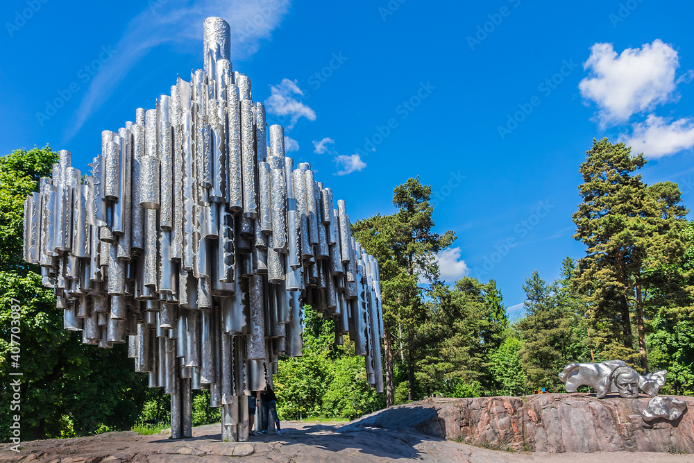 Sibelius Monument (artist Eila Hiltunen, 1967) dedicated to Finnish ...