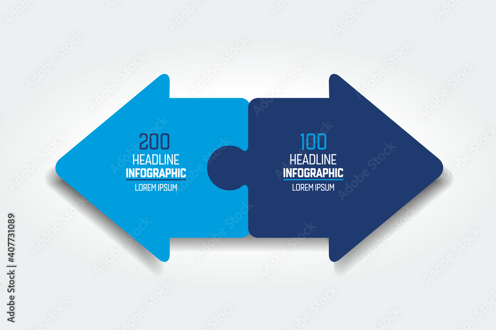 Infographics arrows in oposite direction, puzzle. Chart, scheme ...
