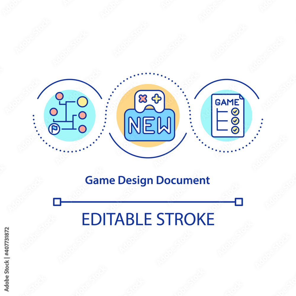 Game design document concept icon. GDD idea thin line illustration ...